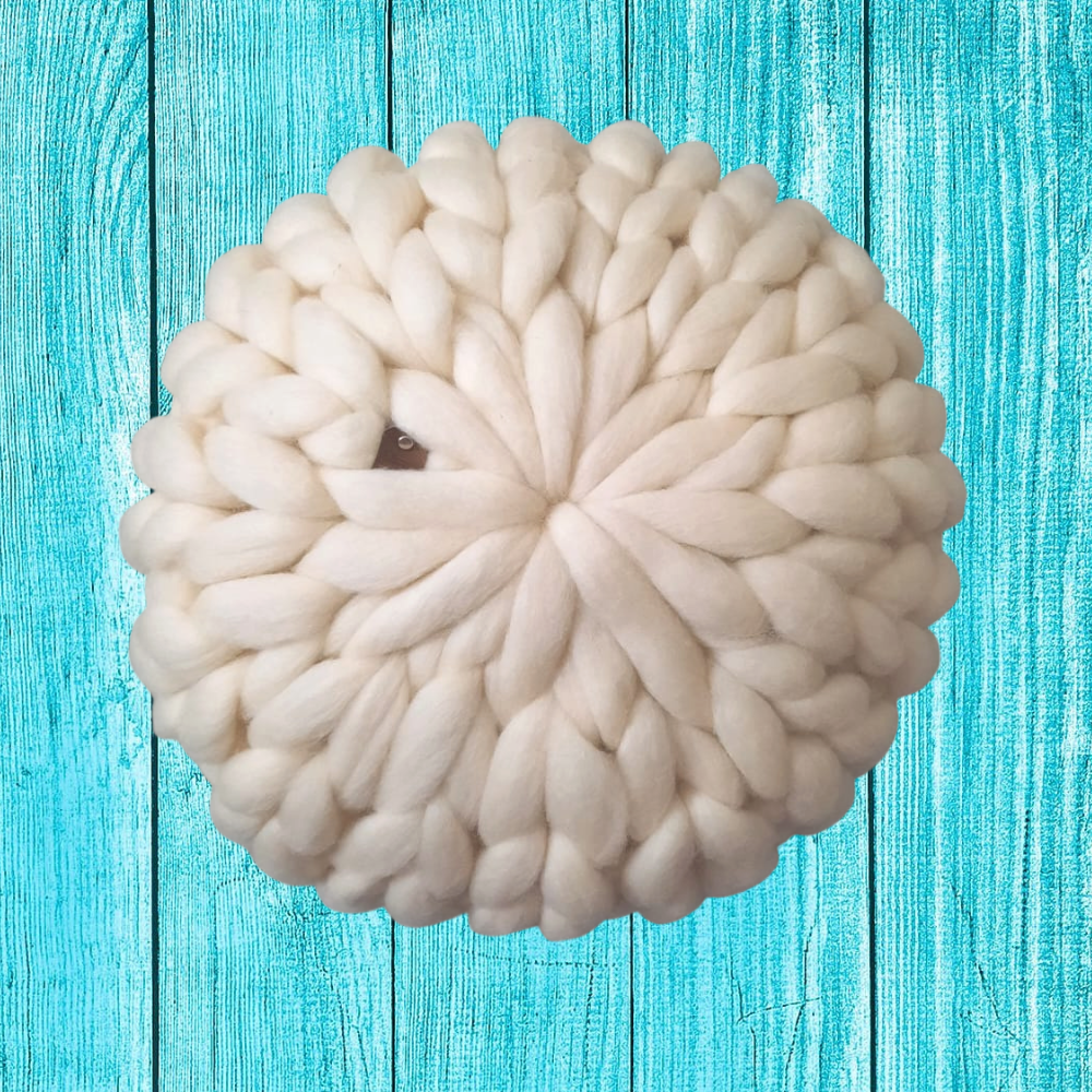 Cojín redondo color crudo – Artedeco Tejidos